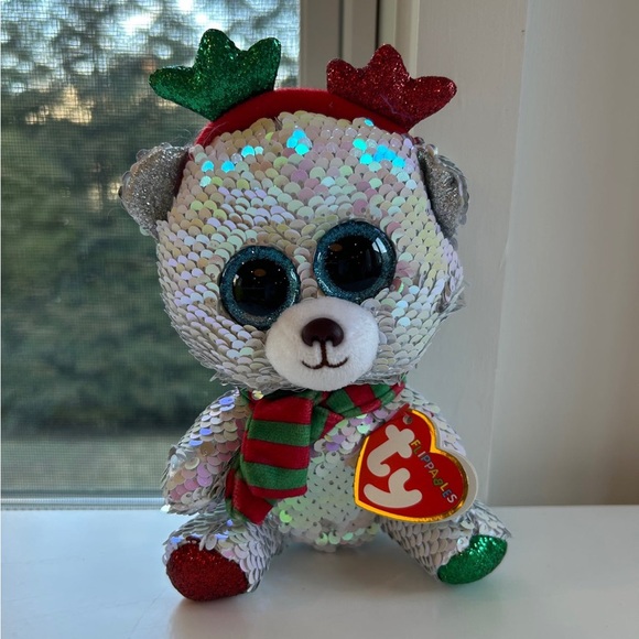 Ty | Toys | Nwt 6 Inch Mistletoe Teddy Bear Flippable Sequins Ty Beanie ...